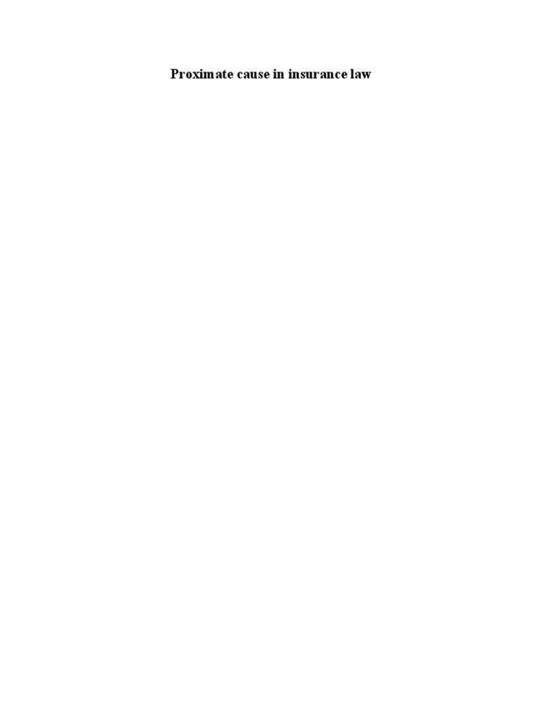 Proximate Cause in Insurance Law | PDF | Proximate Cause | Liability ...