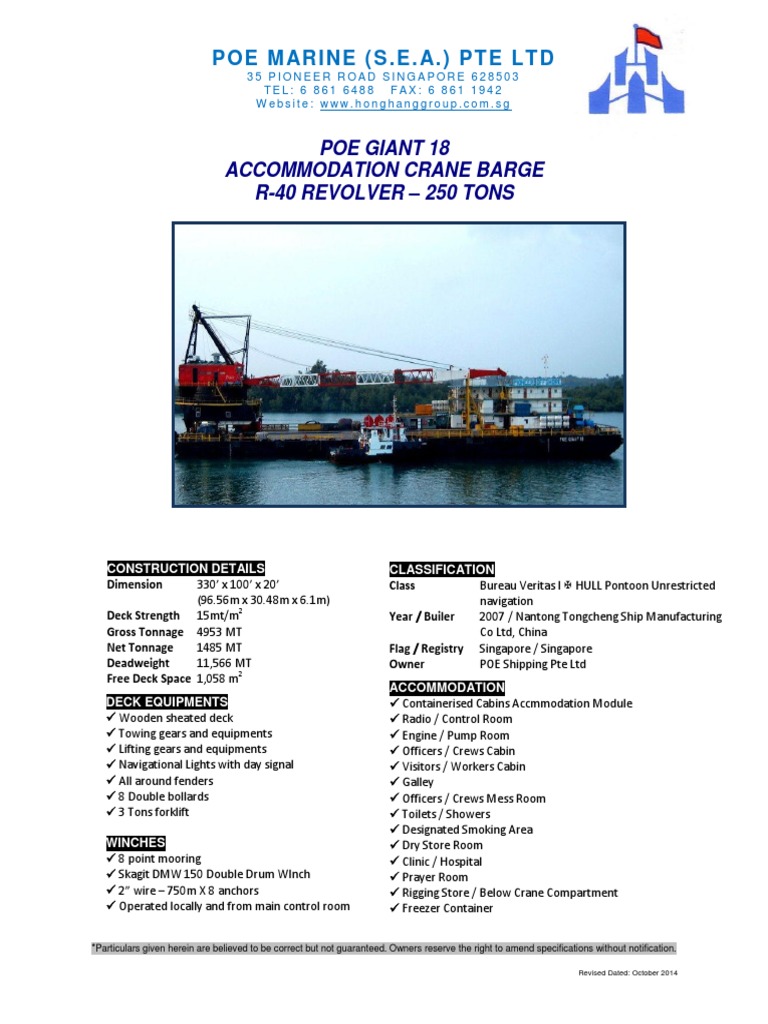 5.7 Poe Giant 18 Specs | PDF | Tonnage | Crane (Machine)
