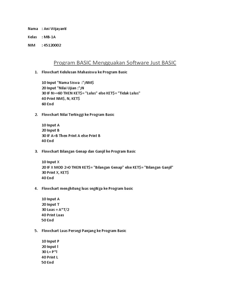 Penugasan Pemrograman BASIC | PDF | Teknologi & Rekayasa