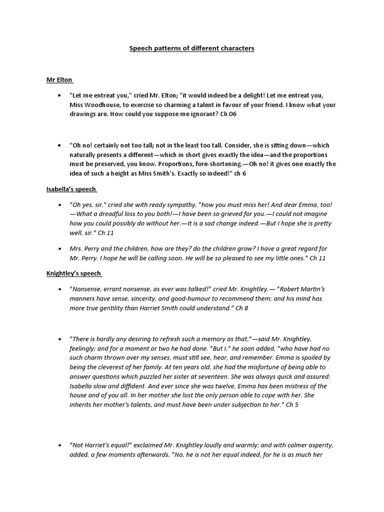 Speech Patterns | PDF | Emma (Novel)