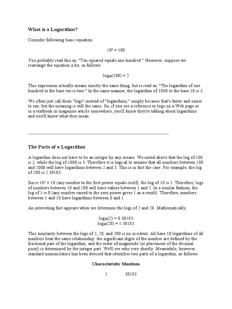 What Is A Logarithm | PDF | Logarithm | Mathematics