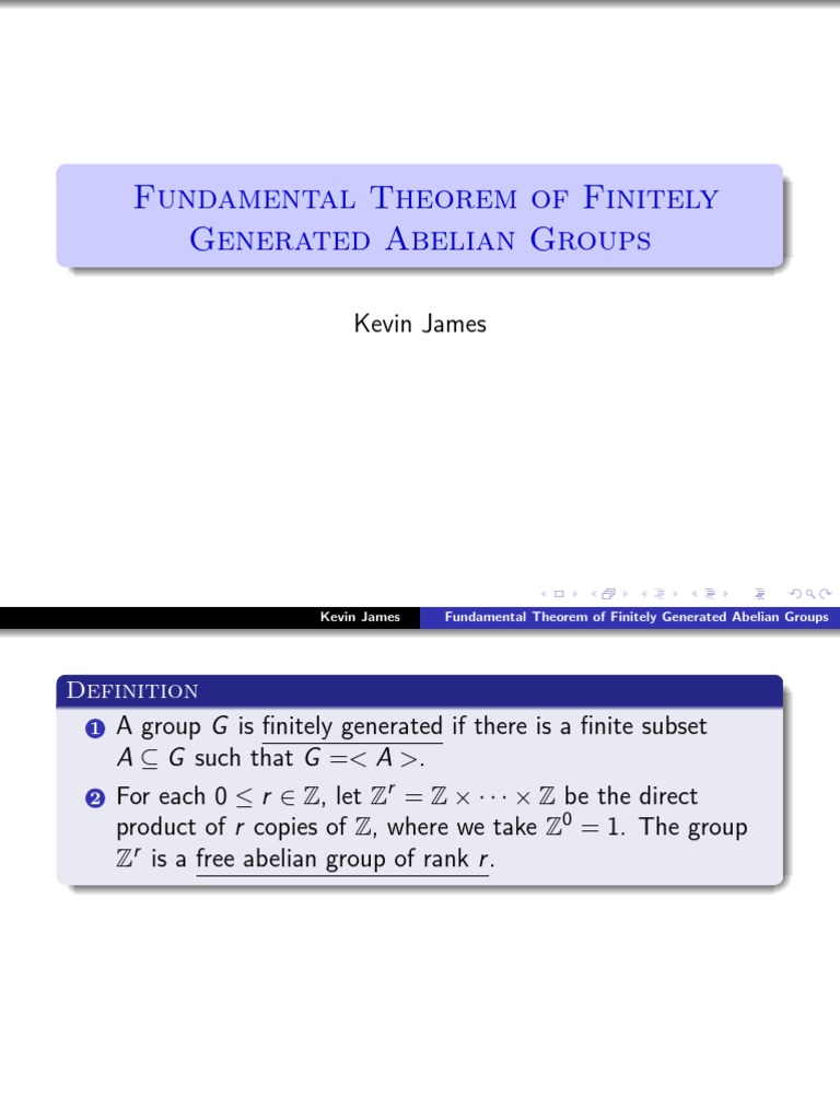 Finitely Generated Abelian Groups Pdf Group Mathematics Group Theory