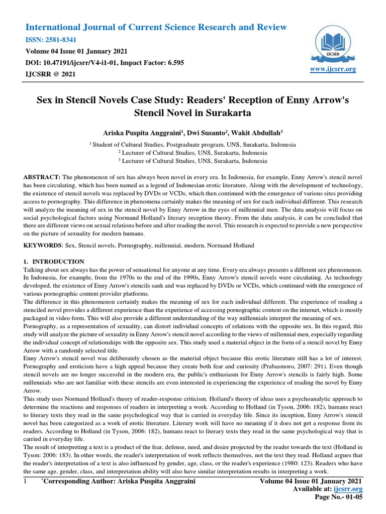 Sex in Stencil Novels Case Study: Readers' Reception of Enny Arrow's ...