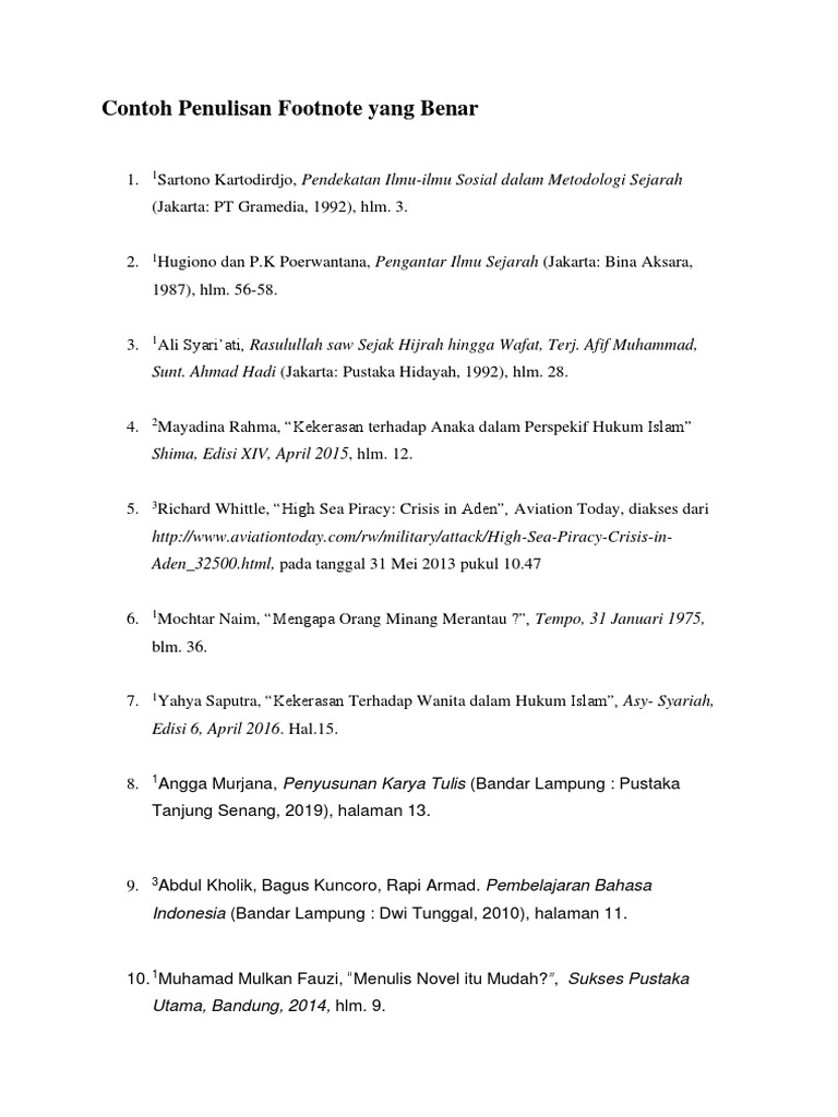 Contoh Footnone Dan Bodynote | PDF