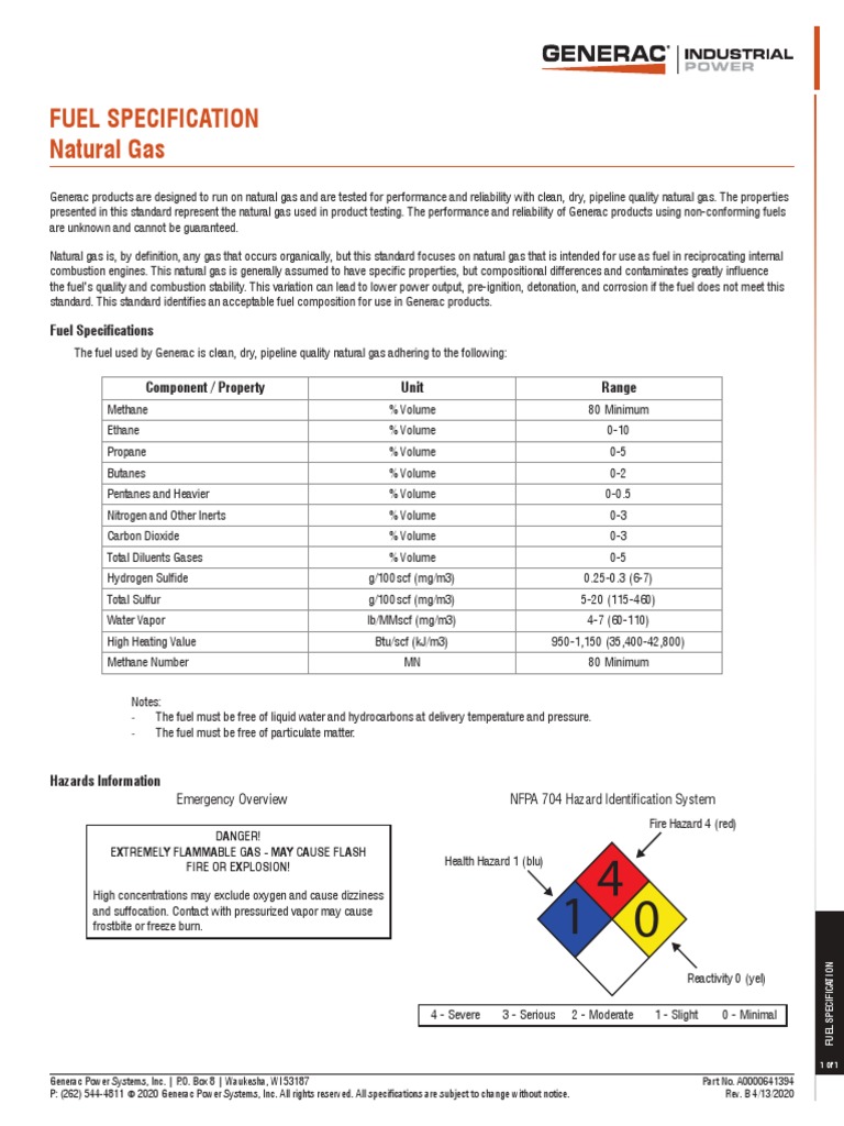Fuel Specification Natural Gas | PDF | Natural Gas | Fuels