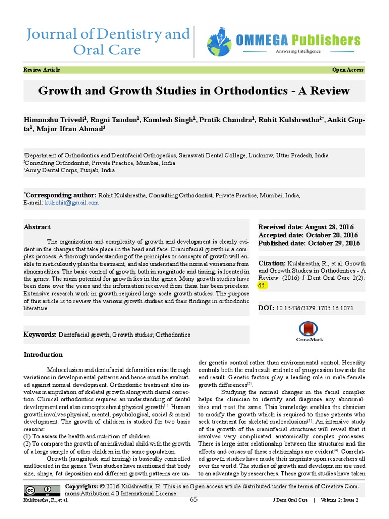 Growth and Growth Studies in Orthodontics | PDF | Orthodontics ...