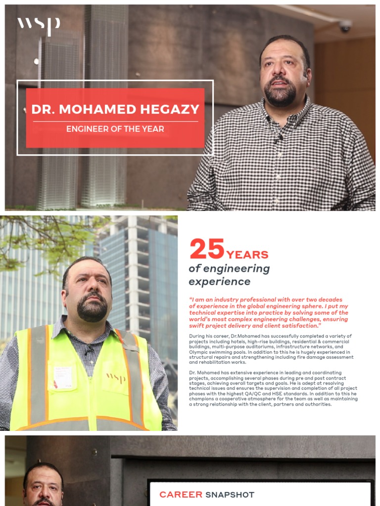 Dr. Mohamed Hegazy: Engineering Excellence | PDF | Elevator | Engineering