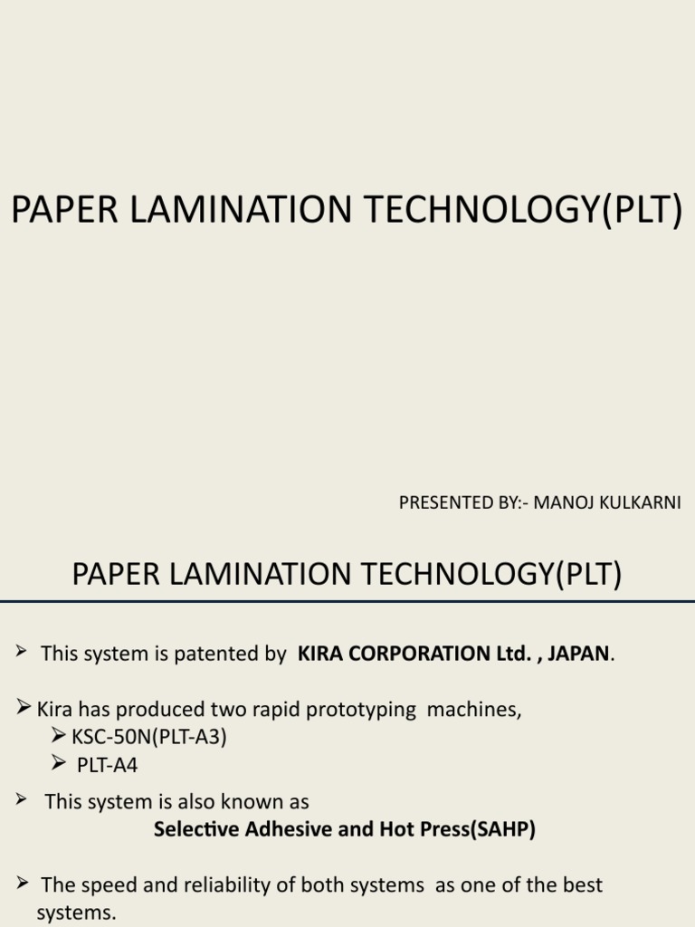 Paper Lamination PLT | PDF | Technology & Engineering