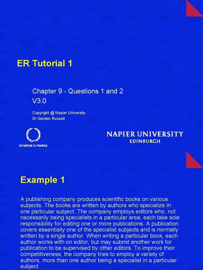 ER Tutorial 1: Chapter 9 - Questions 1 and 2 V3.0 | PDF