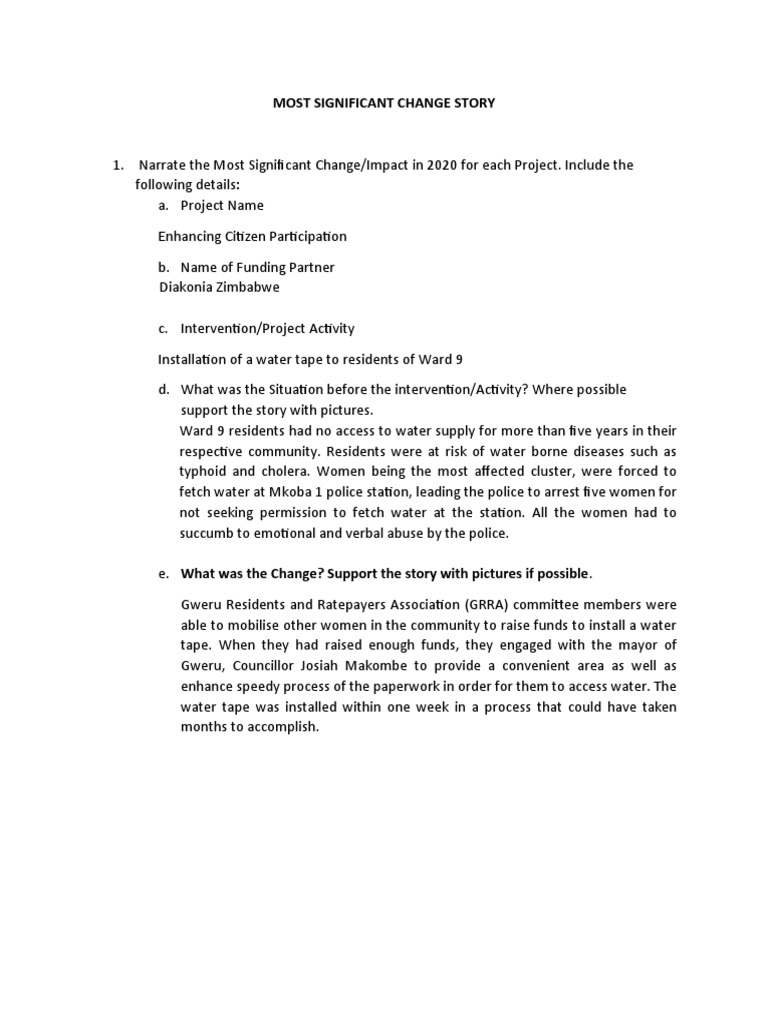 Most Significant Change Story | PDF