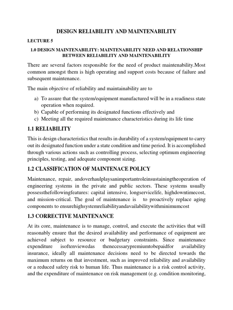 Enhancing Design for Maintenance | PDF | Reliability Engineering ...