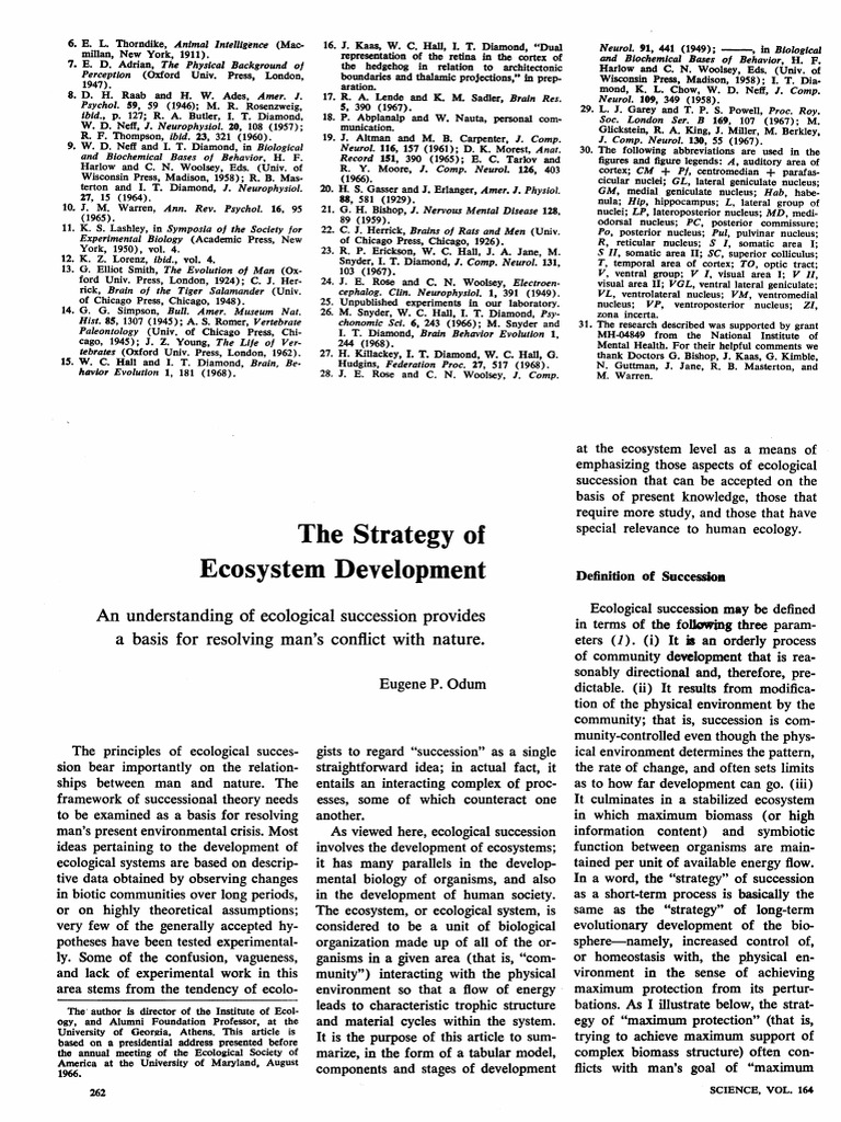 Odum 1969 Agroecosystem | PDF | Ecology | Ecosystem