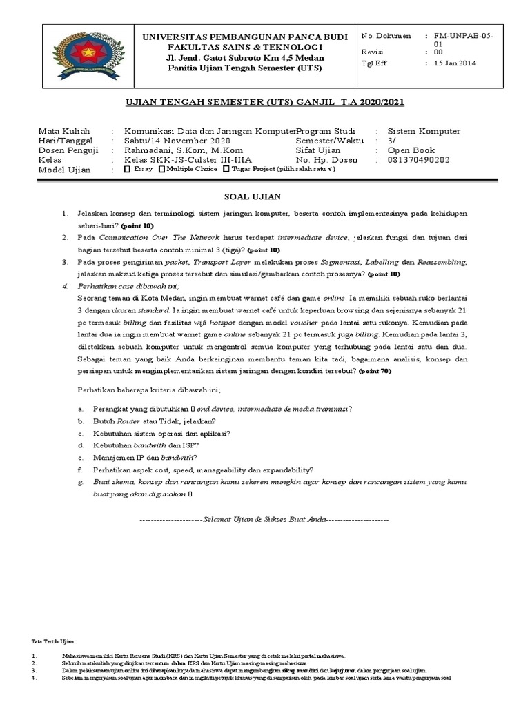 Uts - KomunikasiDatadanJaringanKomputer Fery Ardiansyah | PDF