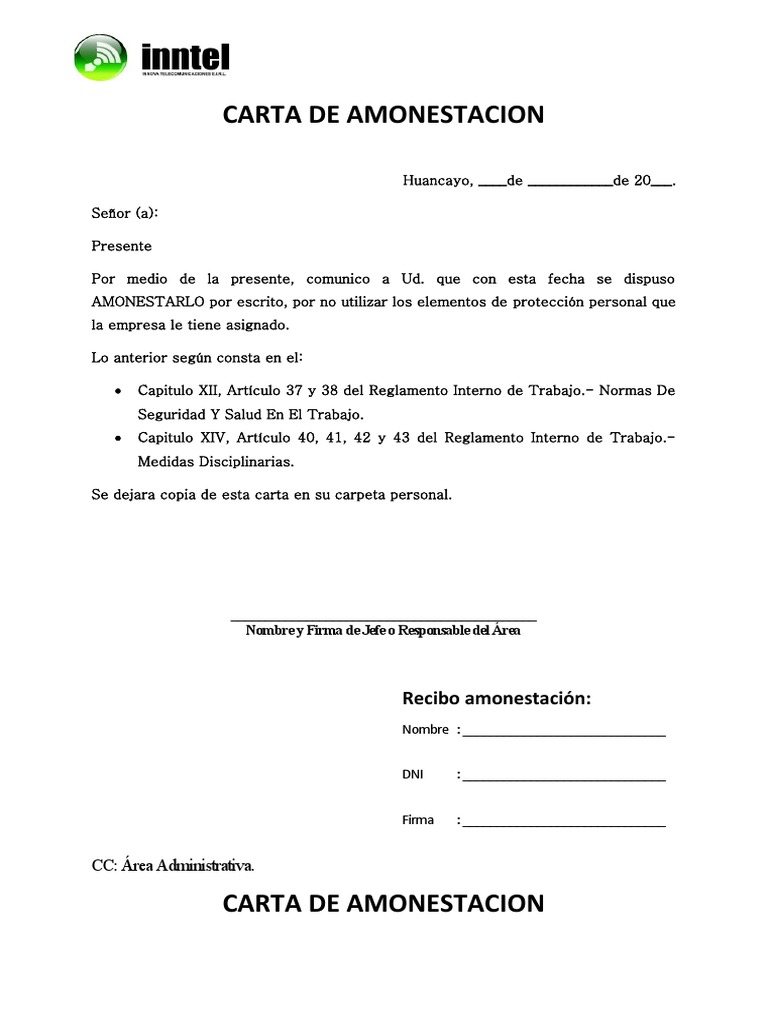 Letter of Warning Regarding Failure to Use Personal Protective ...