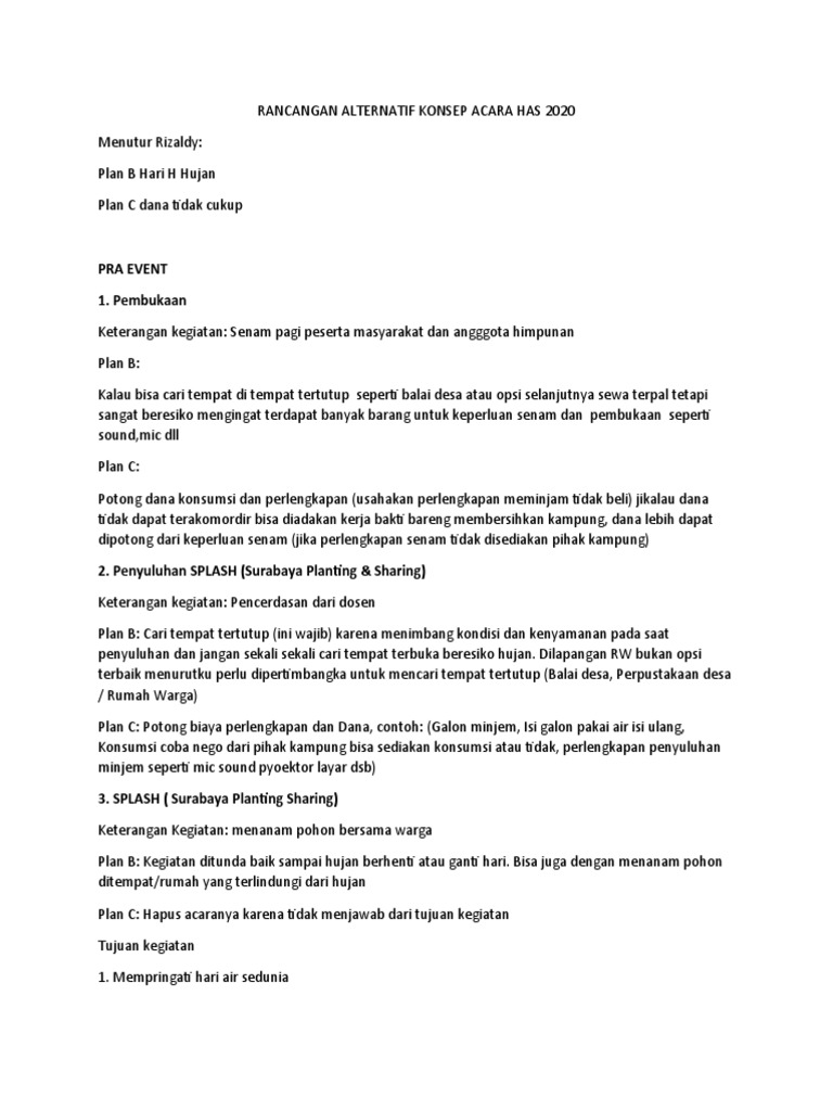 Rancangan Alternatif Konsep Acara Has 2020 | PDF