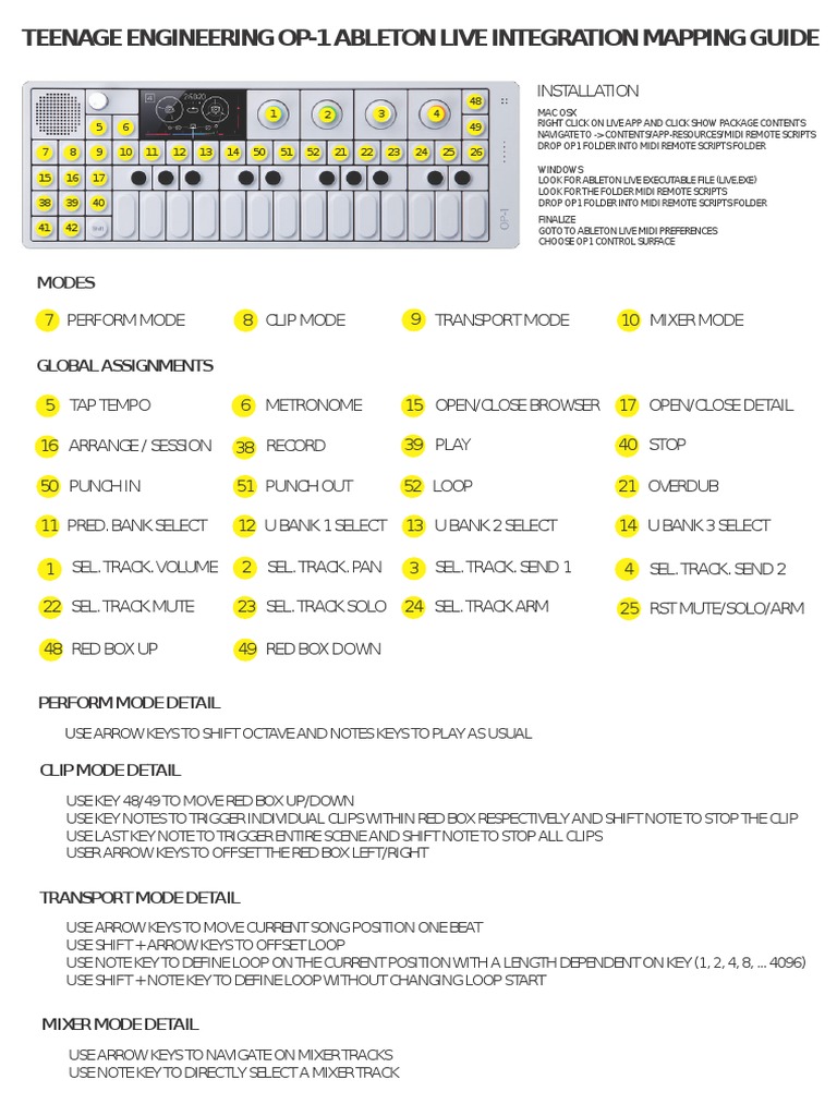 TE OP1 Mapping Guide | Download Free PDF | Music Technology ...