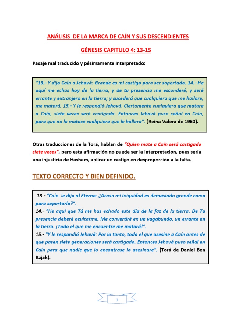 Analisis de La Marca de Cain y Sus Descendientes | PDF | Adán y Eva | Adán