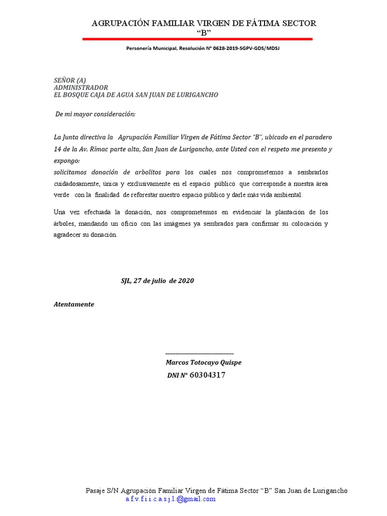 Solicitud de donación de árboles | PDF