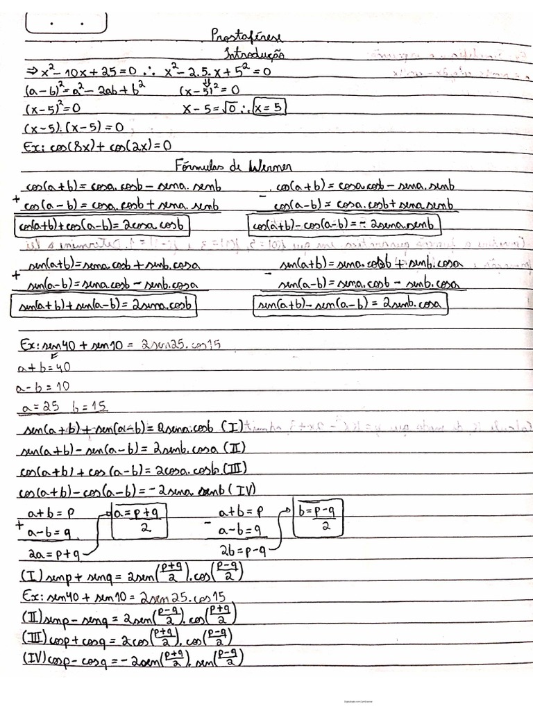 Prostaférese e Fórmulas de Werner | PDF