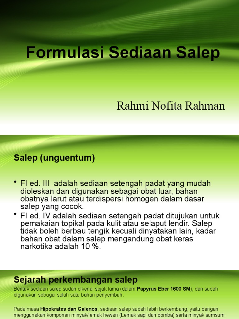 Formulasi Sediaan Salep (LGKP) p1 | PDF