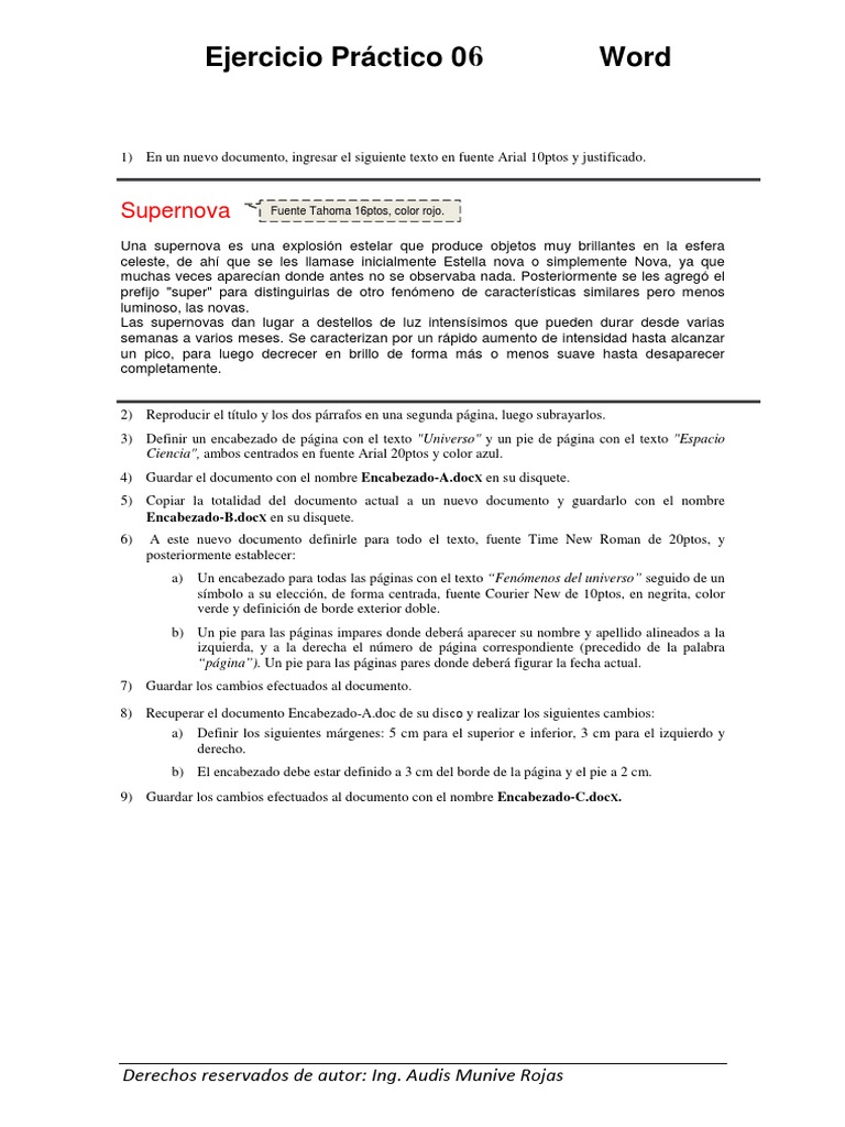 Ejpractico 06 Word | PDF | Supernova | Universo