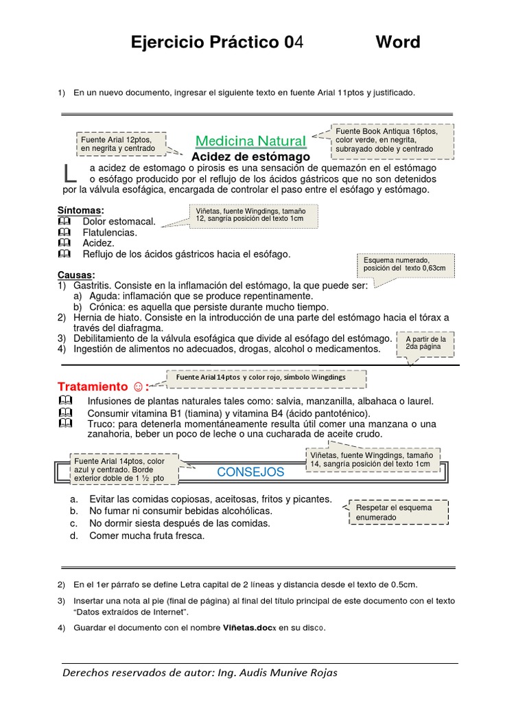 Ejpractico 04 Word | PDF | Acidez | Estómago