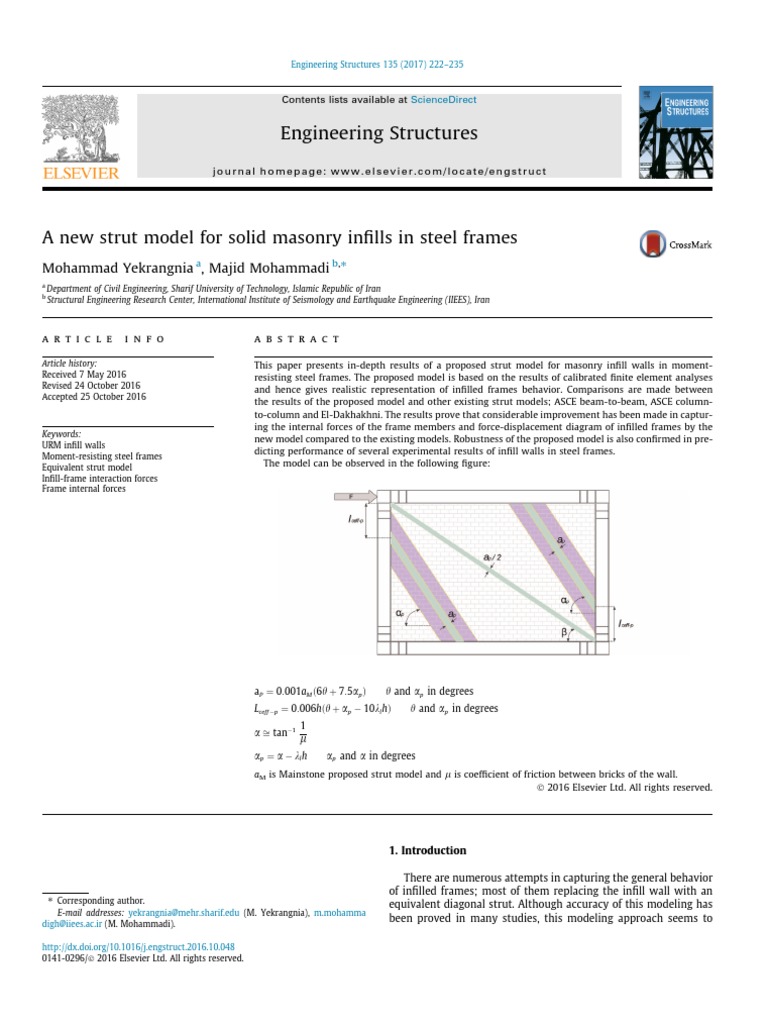 A New Strut Model For Solid Masonry Infills in Steel Frames | PDF ...