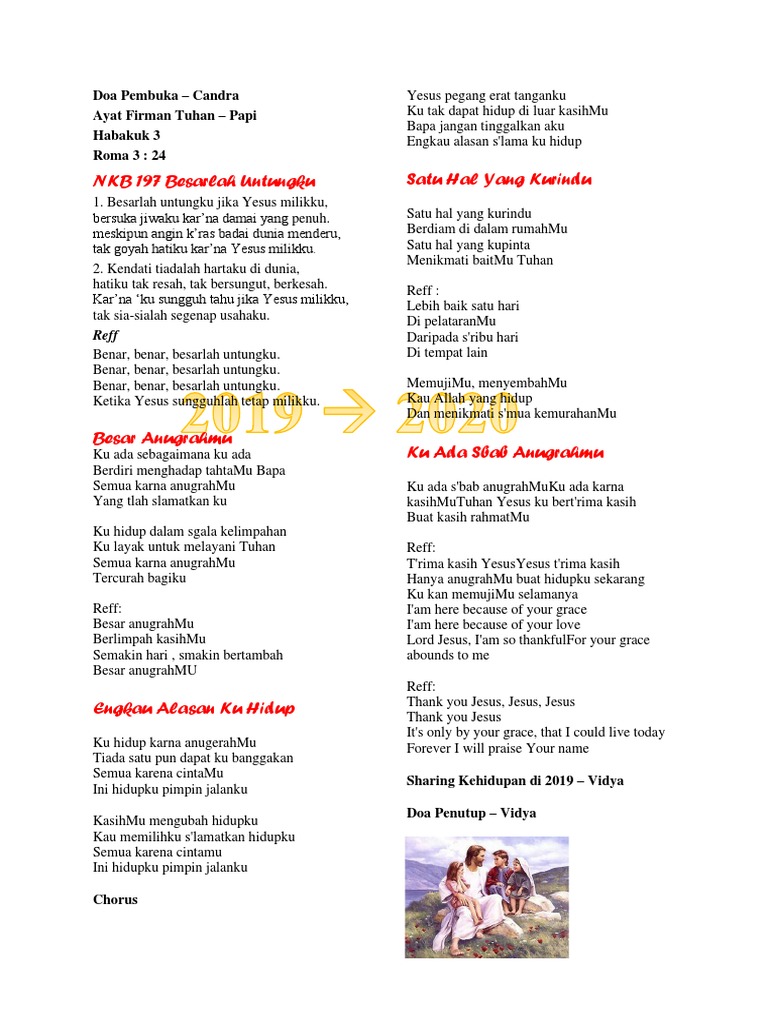 NKB 197 Besarlah Untungku Satu Hal Yang Kurindu: Doa Pembuka - Candra Ayat Firman Tuhan - Papi ...