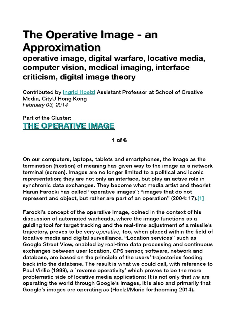 The Operative Image - An Approximation | PDF | User Interface ...