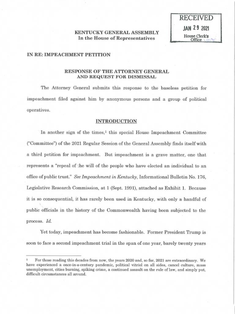 AG Impeachment Response | PDF