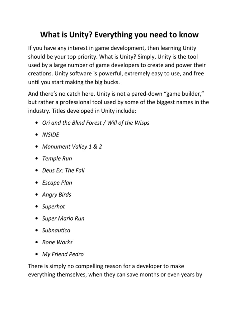 What Is Unity Everything You Need To Know Pdf Unity Game Engine Android Operating System