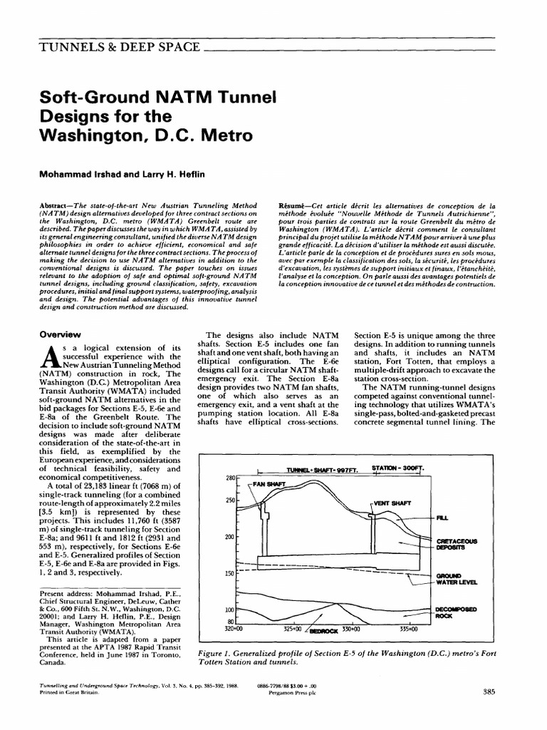 Soft-Ground NATM Tunnel Designs For The Washington, D.C. Metro | PDF ...
