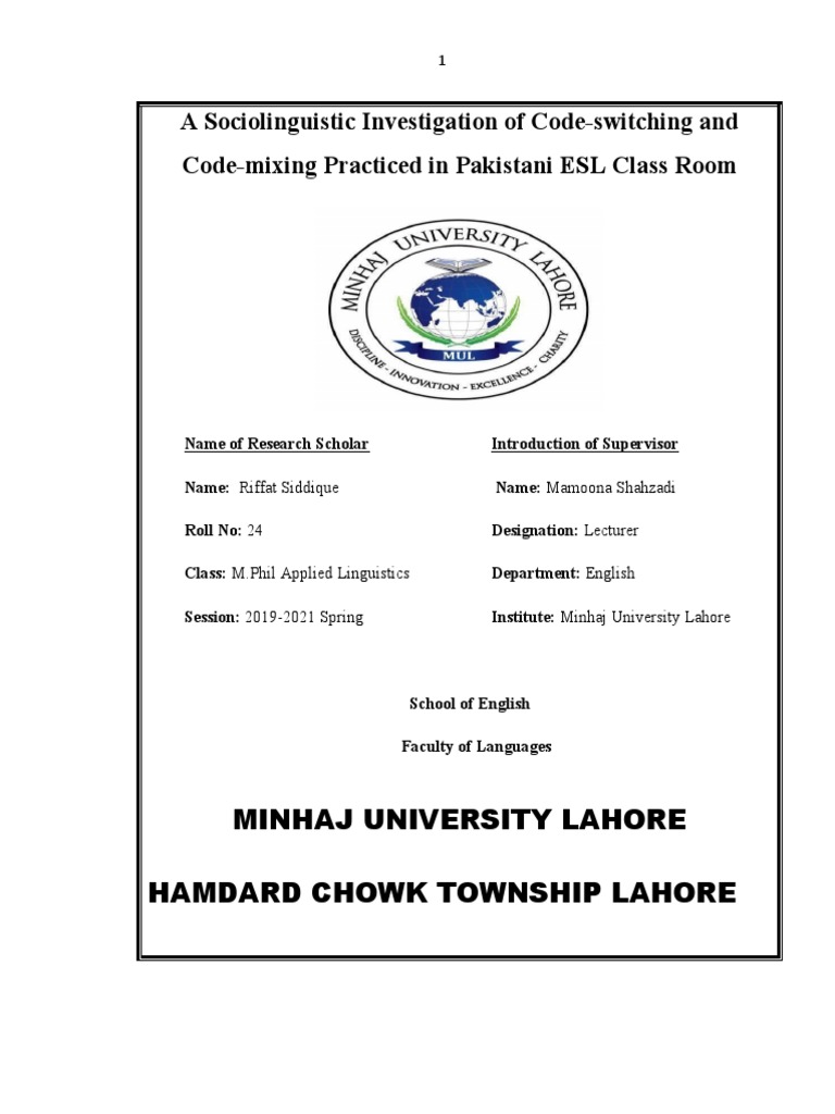 Final Code Switching and Code Mixing | PDF | Multilingualism | English As A Second Or Foreign ...