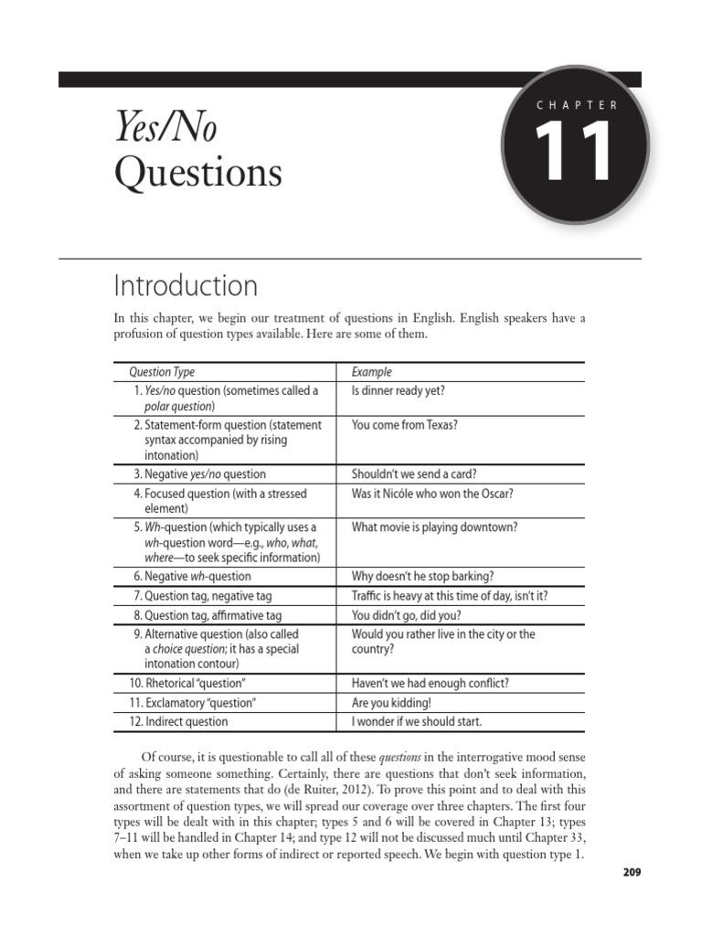 Chapter 11 - Yes-No Questions - The Grammar Book - Form, Meaning, and ...