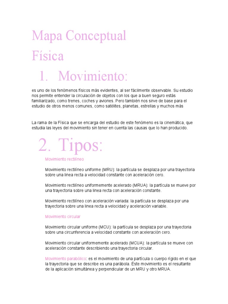 Mapa Conceptual | PDF | Aceleración | Trayectoria