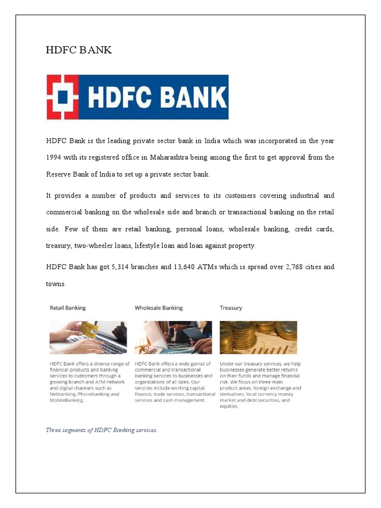HDFC Bank: Three Segments of HDFC Banking Services | PDF | Equity ...