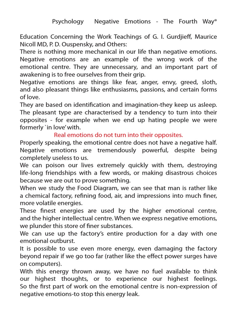 Negative Emotions - The Fourth Way® | PDF | Fourth Way | Emotions