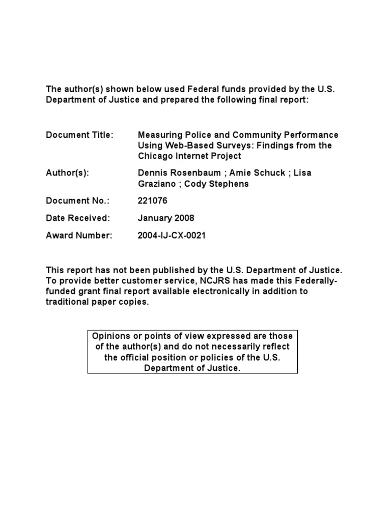 Measuring Police and Community Performance Using Web Based Surveys ...