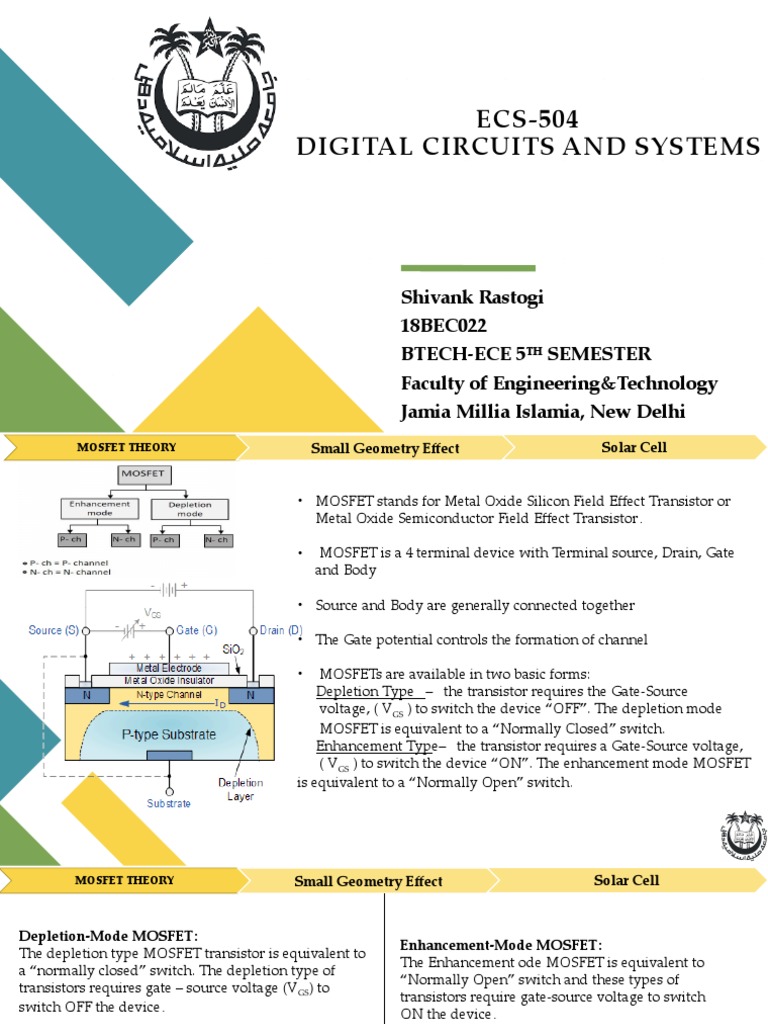 ECS-504 Digital Circuits and Systems | PDF | Field Effect Transistor ...