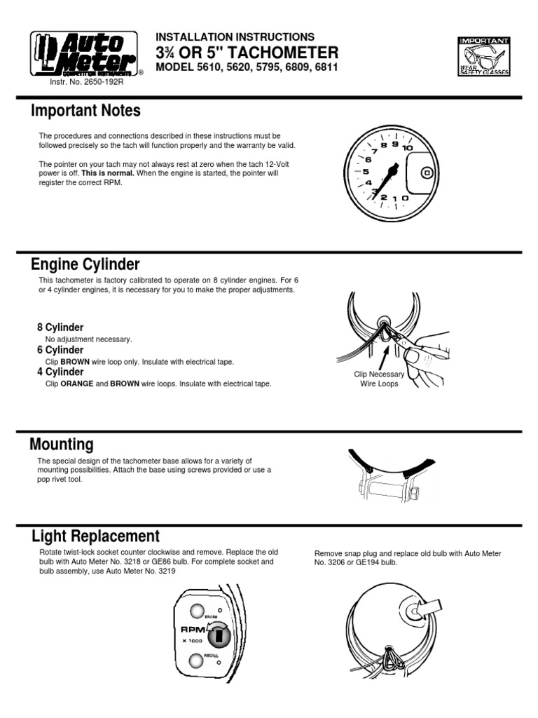 AutoMeter 6811 Pro Comp Tach | PDF | Ignition System | Electrical Connector