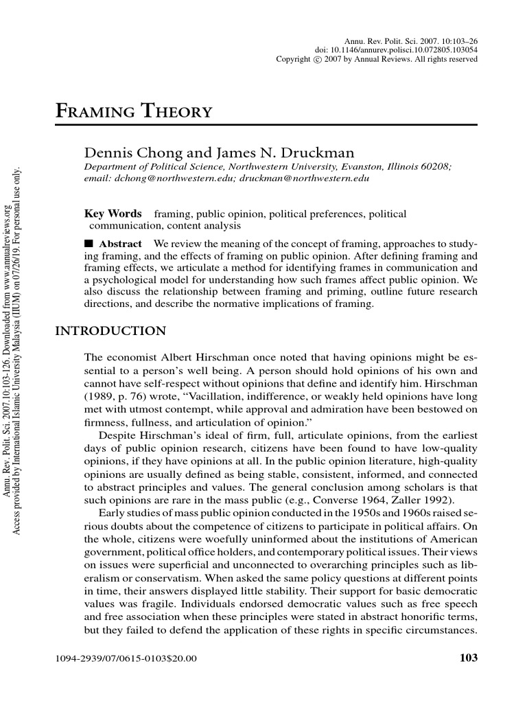 Framing Theory | PDF | Framing (Social Sciences) | Attitude (Psychology)