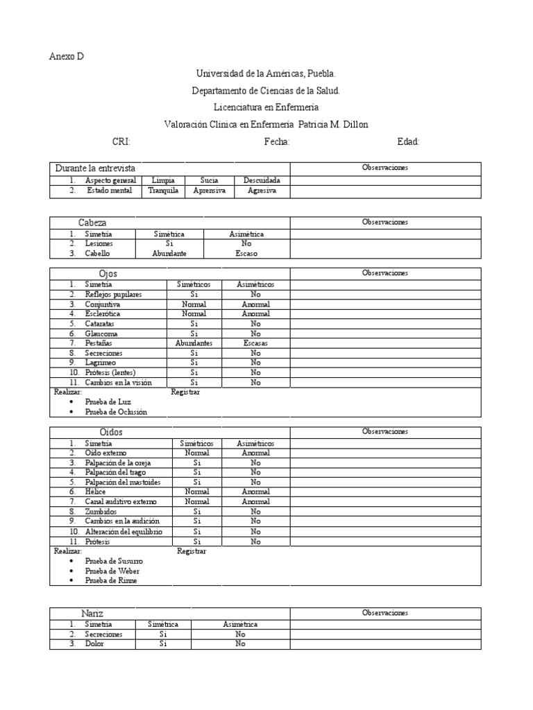 Anexo-D-VALORACIÓN-DILLON Corregida | PDF | Especialidades Medicas | Medicina CLINICA