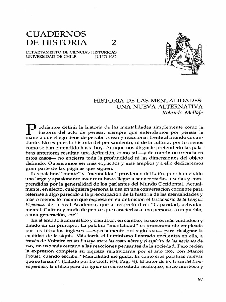 Historia de Las Mentalidades. Una Nueva Alternativa | PDF Historia de Las Mentalidades. Una Nueva Alternativa | PDF