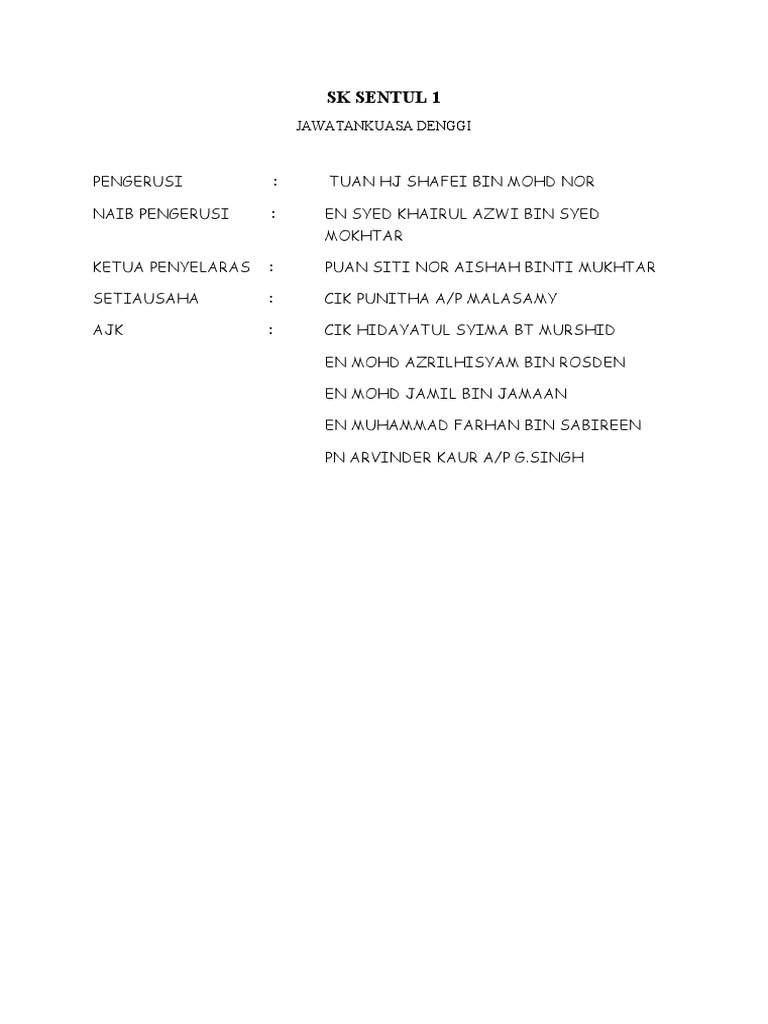 SK Sentul 1 | PDF