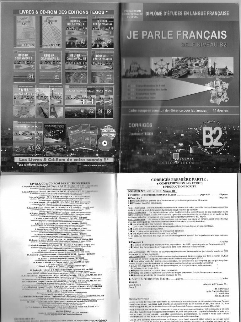 Je Parle Fran 231 Ais Corrig 233 S | PDF