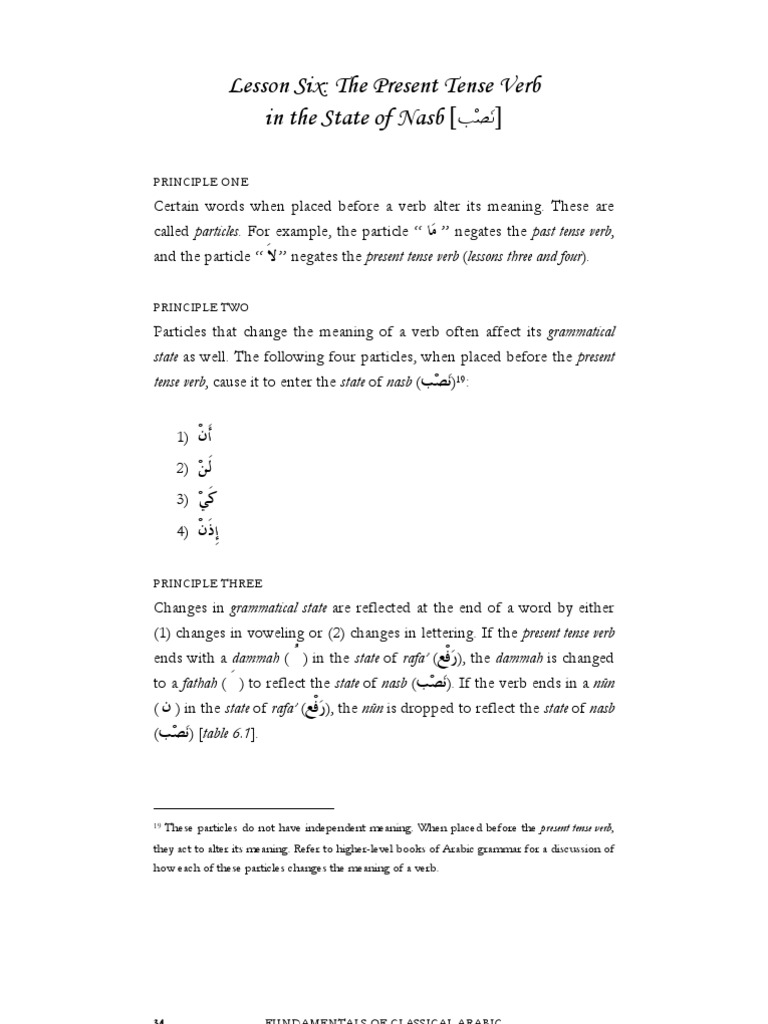 Understanding Nasb in Arabic Grammar | PDF | Grammatical Tense ...