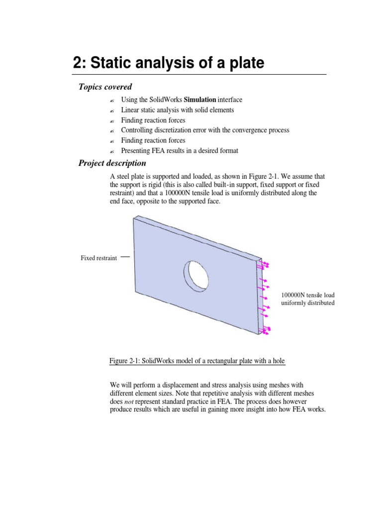 2: Static Analysis of A Plate: Topics Covered | PDF | Strength Of ...