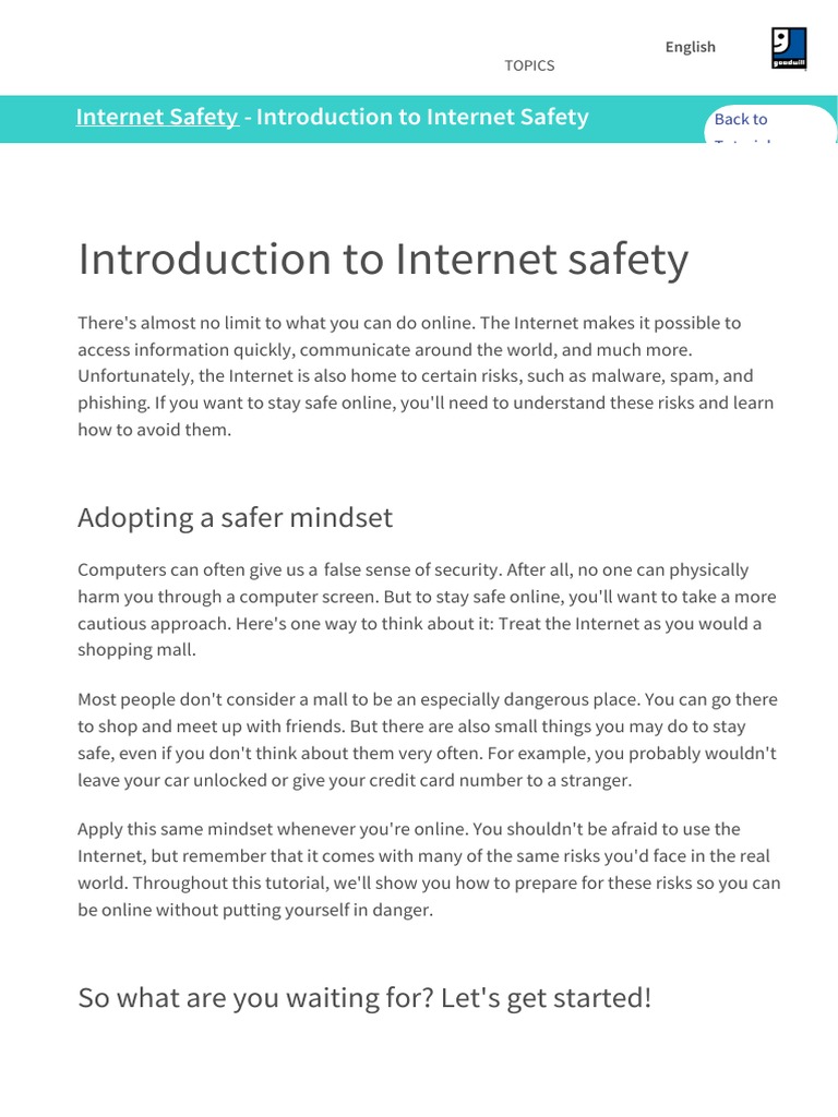 Introduction To Internet Safety: Adopting A Safer Mindset | PDF ...