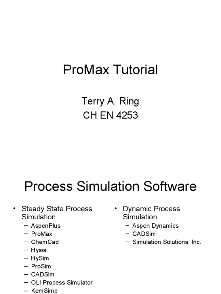 ProMax Process Simulation Guide | PDF | Distillation | Chemistry