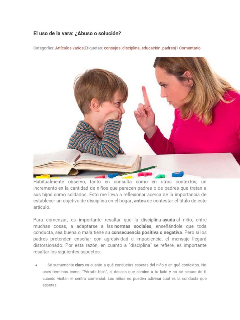 Uso de La Vara ¿Es Una Solución' | PDF | Disciplinas | Comportamiento